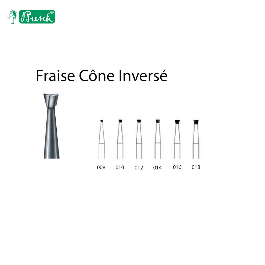 Fraise Cône Inversé Tungstène Busch - 6 pièces – Massilia Dental ...